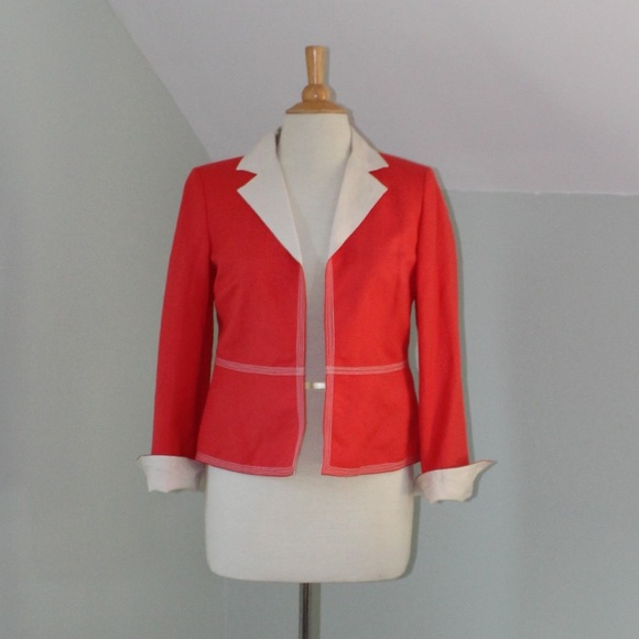 Kasper | Jackets & Coats | Red Linen Blazer | Poshmark